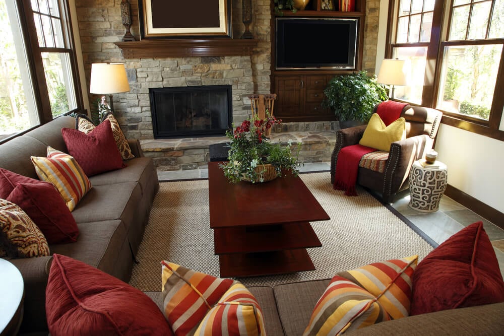 22 Living Room Design Ideas Featuring Stone Fireplaces