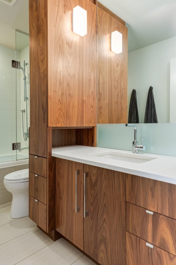 Contemporary Interior Design with Extensive Walnut Millwork