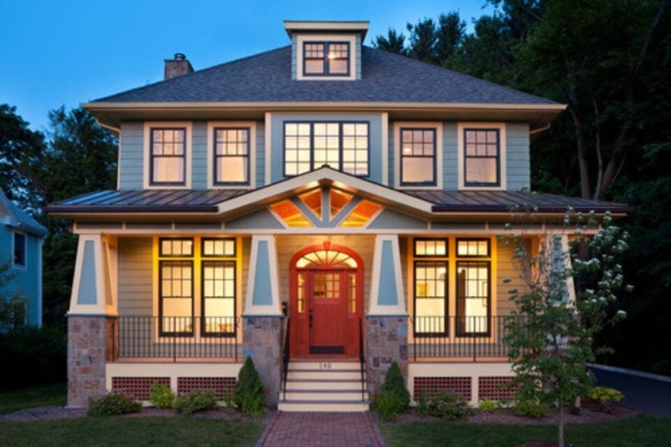 38 American Foursquare Home Photos PLUS Architectural Details