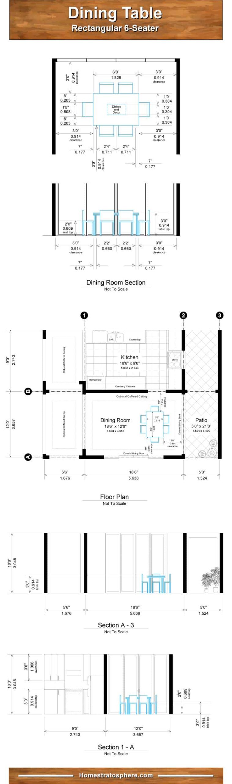 Proper Dining Room Table Dimensions for 4, 6, 8, 10 and 12 People (Charts)