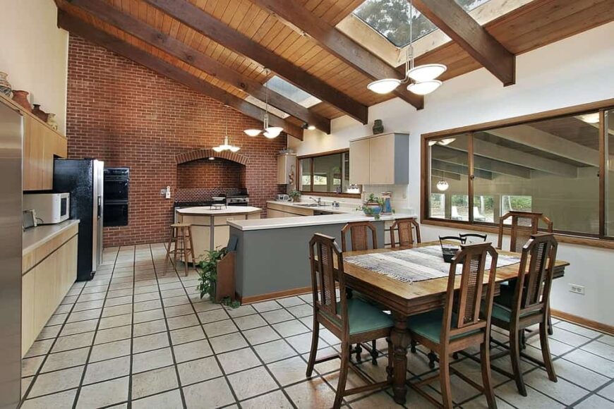 35 Trending Kitchen Designs with Stunning Exposed Wooden Ceilings