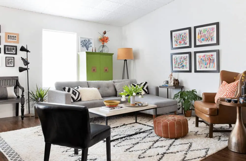 Eclectic White Couches Living Room