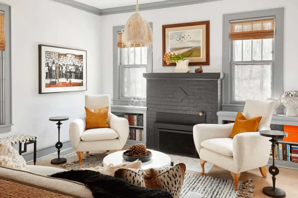 Eclectic White Couches Living Room