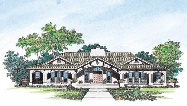 Expansive Adobe Home Floor Plan Built Around an Open Courtyard – Home ...