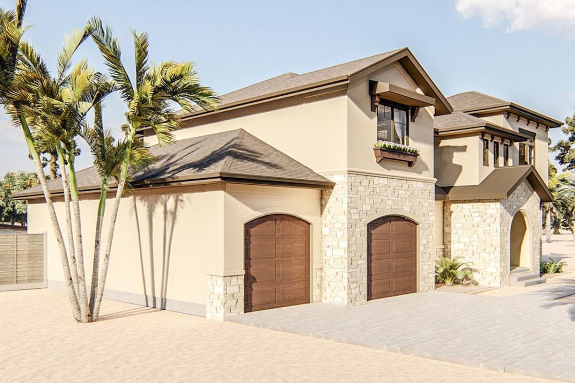 Modern 4-Bedroom Adobe-Style Floor Plan Features Soaring Foyer