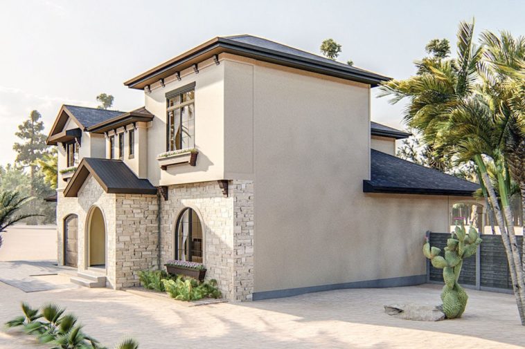 Modern 4-Bedroom Adobe-Style Floor Plan Features Soaring Foyer
