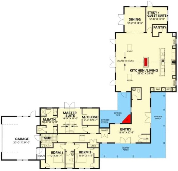 4-Bedroom Luxury Custom L-Shaped Contemporary Home with Wraparound ...