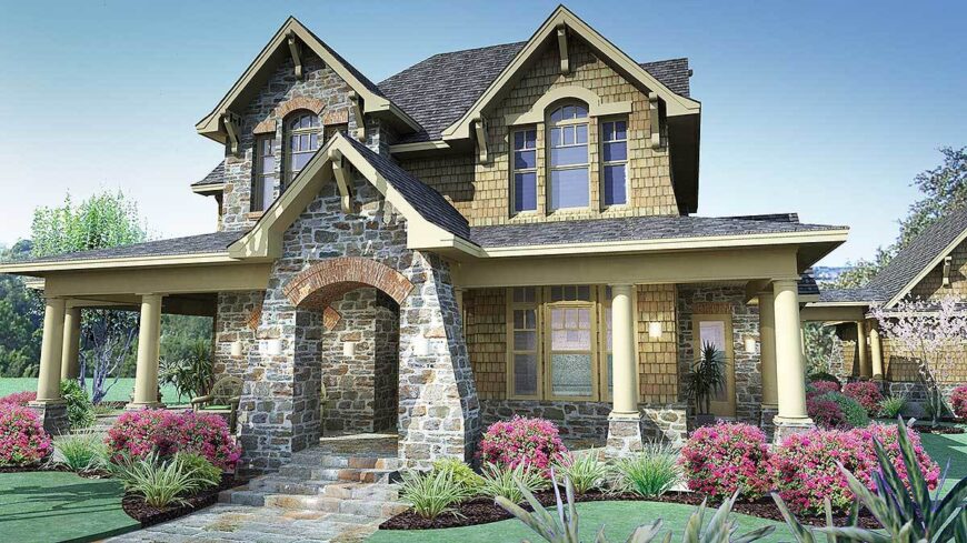 Two-Story 3-Bedroom Cedar & Stone Cottage with Wraparound Porch and ...