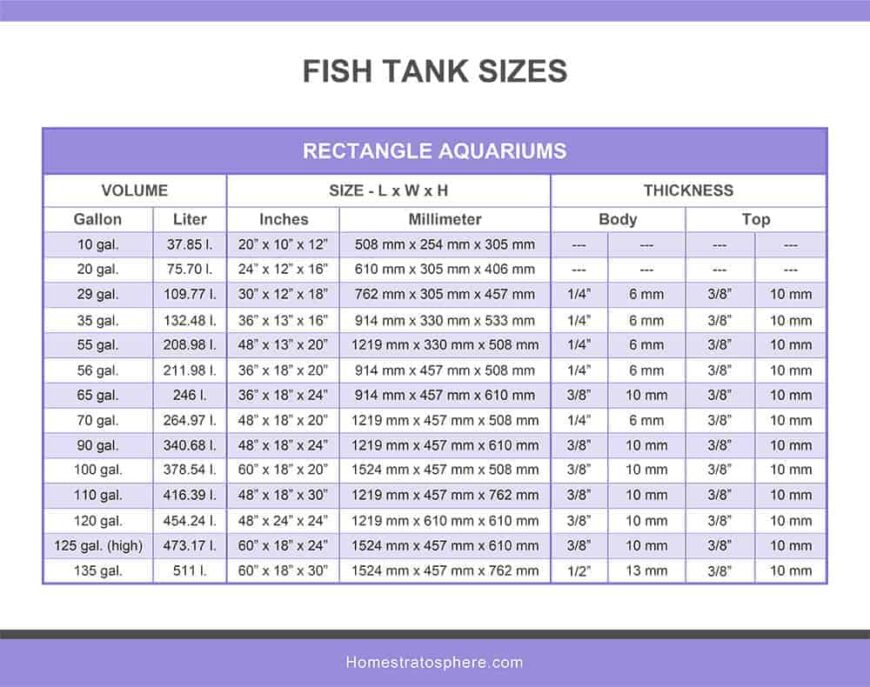 Fish Tank Sizes (Charts & Tables) – Home Stratosphere