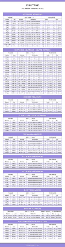 Fish Tank Sizes (Charts & Tables) – Home Stratosphere