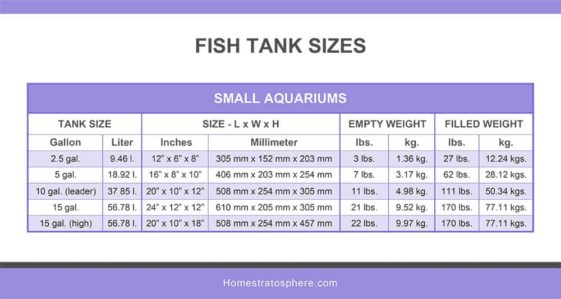 Fish Tank Sizes (Charts & Tables) - Home Stratosphere