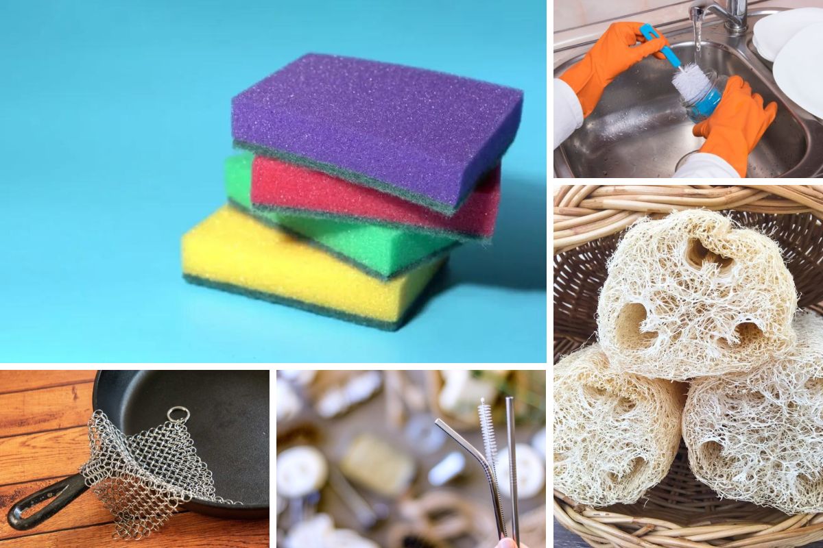 2 Pcs Silicone Sponge Cleaning Brush 3 in 1 4 