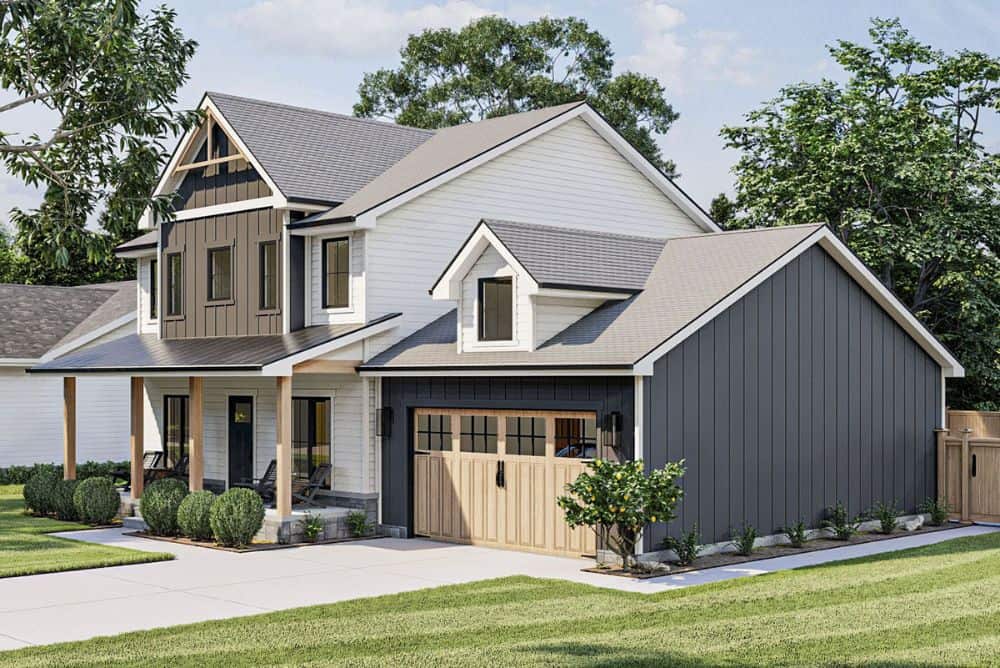 Two-Story 3-Bedroom Simple Modern Farmhouse with Double Garage and Open ...