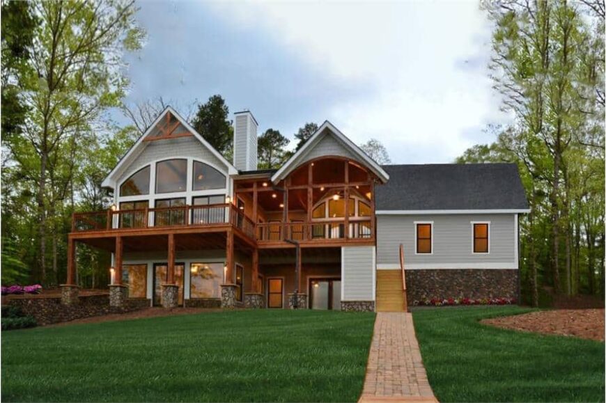 Single-Story 4-Bedroom Cottage Home for a Sloping Lot with Wet Bar ...
