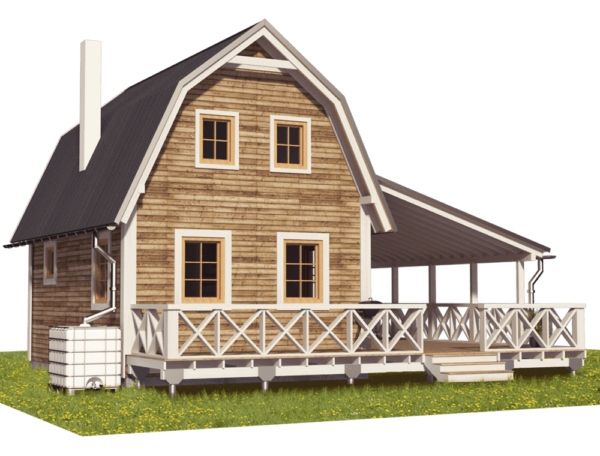 Gambrel Barn House Floor Plan Includes Wraparound Porch Enclosed with ...