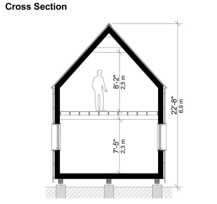 Modern Two-Story 1-Bedroom Janet Tiny Home with Sleeping Loft (Floor Plan)