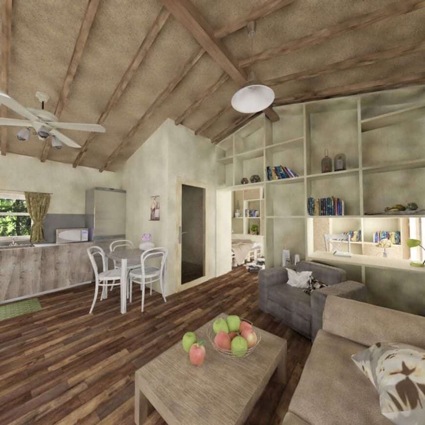 Single-Story 1-Bedroom Madison Cabin with Open Concept Living (Floor Plan)