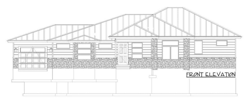 Single-Story New American Style 2-Bedroom Ranch for a Sloped Lot with ...