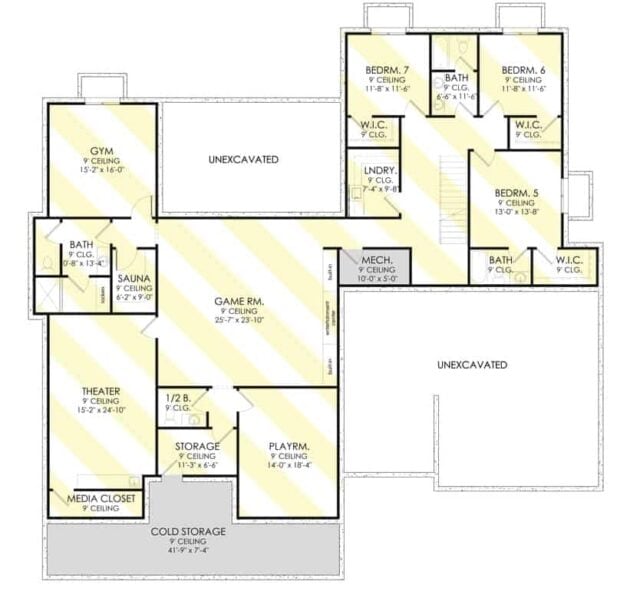 7-Bedroom Farmhouse Style Floor Plan Embraces Open Concept Living