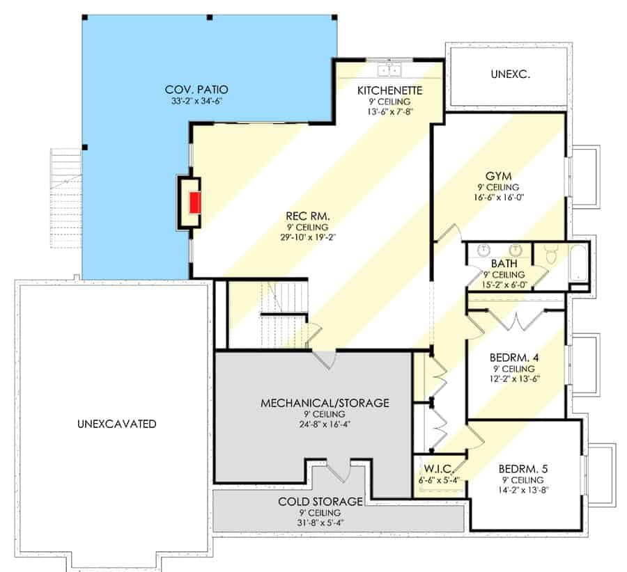 Single-Story Transitional 5-Bedroom Farmhouse with Side-Loading Garage ...