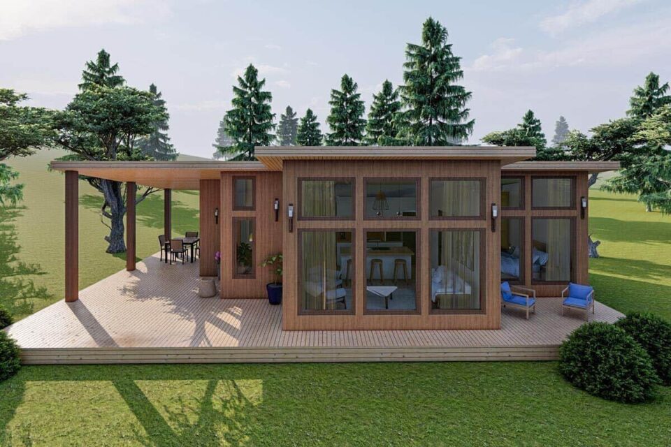 Rustic Chic: Contemporary 2-Bedroom Floor Plan with Open Living Space ...