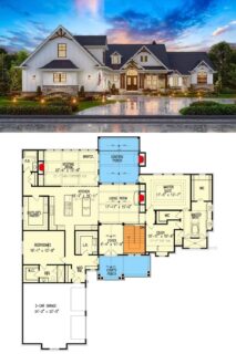 Craftsman Style Single-Story 3-Bedroom Lake House with Walkout Basement ...