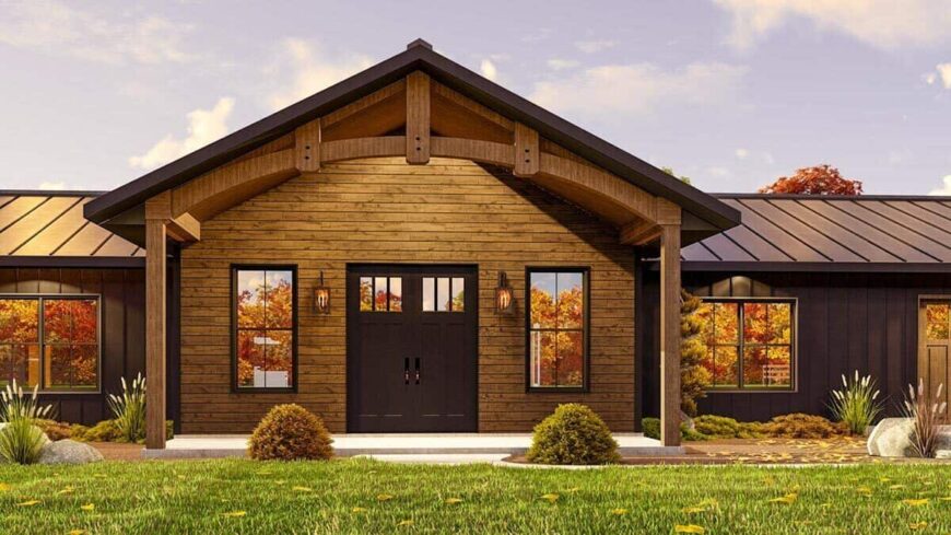 Single-Story Rustic 2-Bedroom Home with Open Living Space and Covered ...