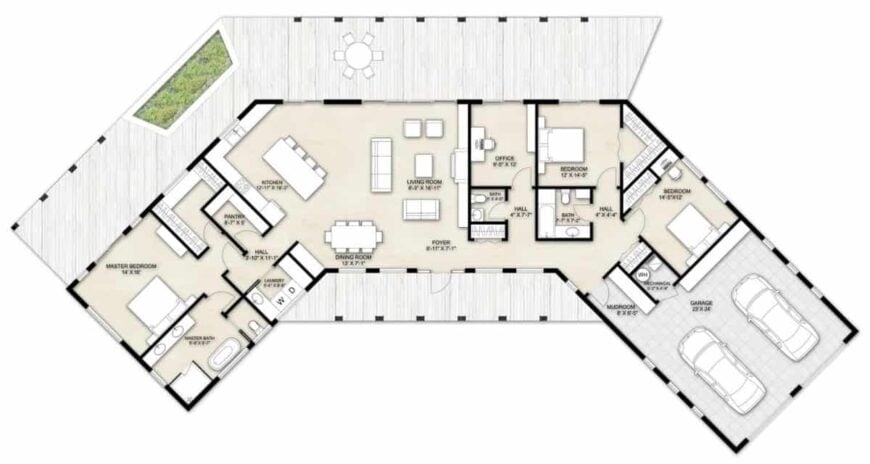 Maximizing Space and Style: Floor Plan for 3-Bedroom Contemporary ...