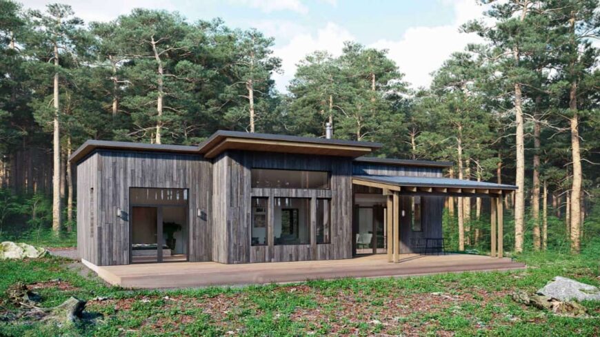 Single-Story 2-Bedroom Modern Rustic Home with Front Porch and Open ...