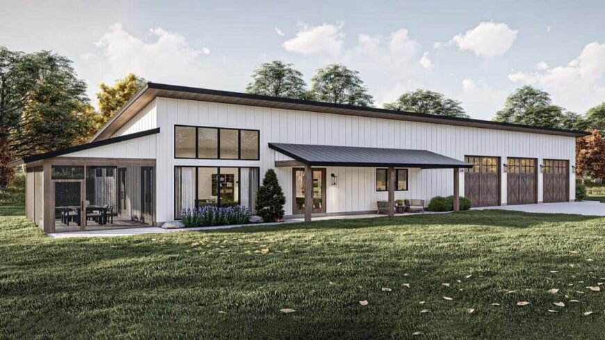 Tour This Distinctive 3-Bedroom Modern Farmhouse with a Single-Slope ...