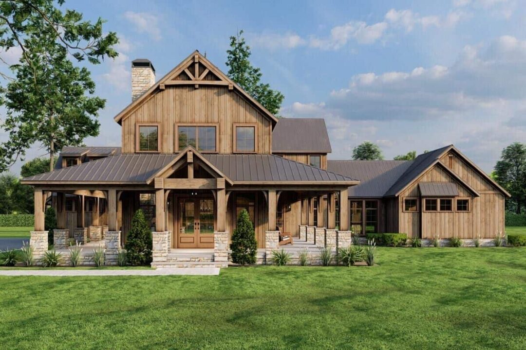 Experience Rustic Luxury Floor Plan: 4-Bedroom Barn-Inspired Country ...