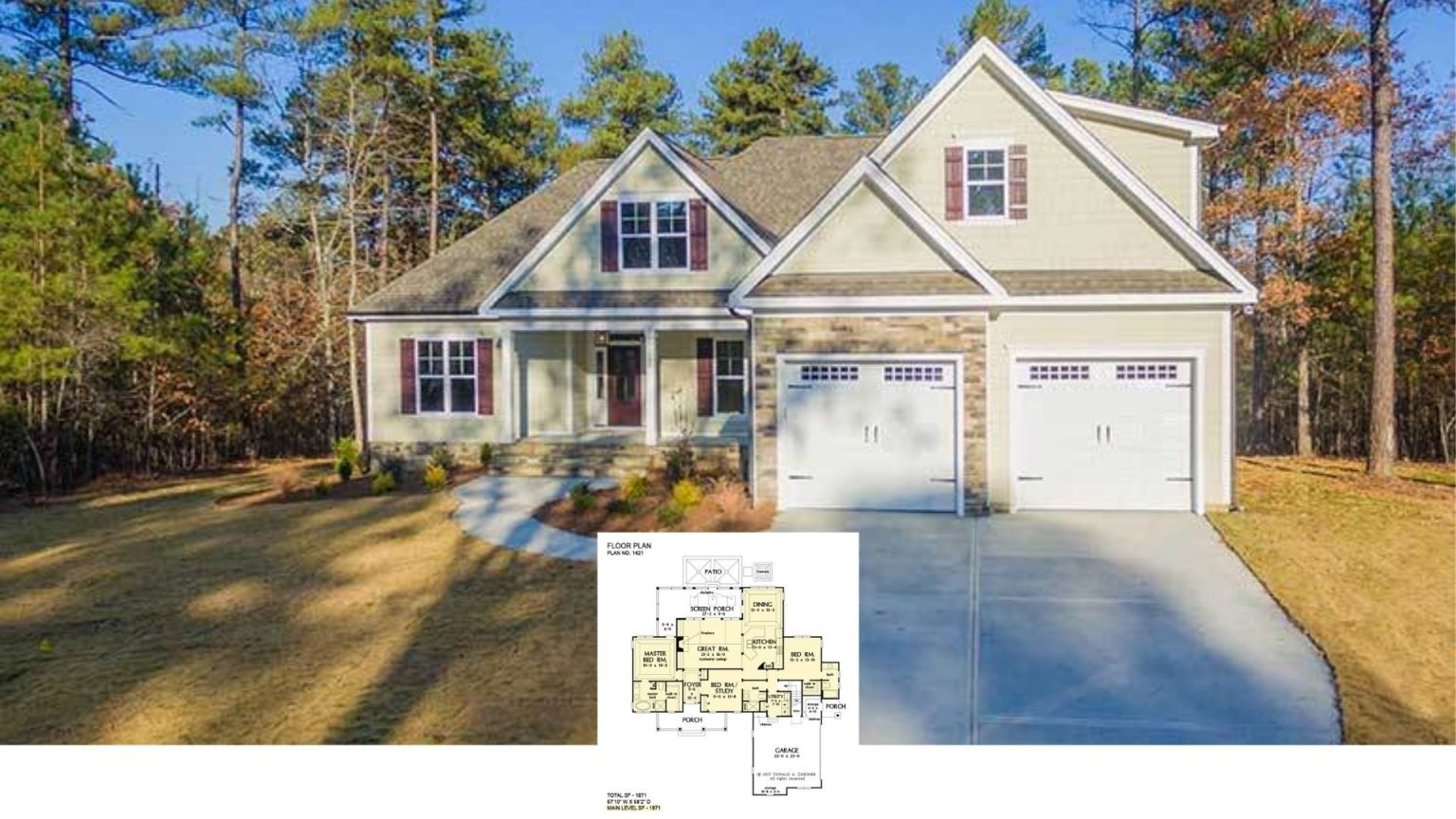 Callum 3-Bedroom Country Style Single-Story Home with Double Garage and ...