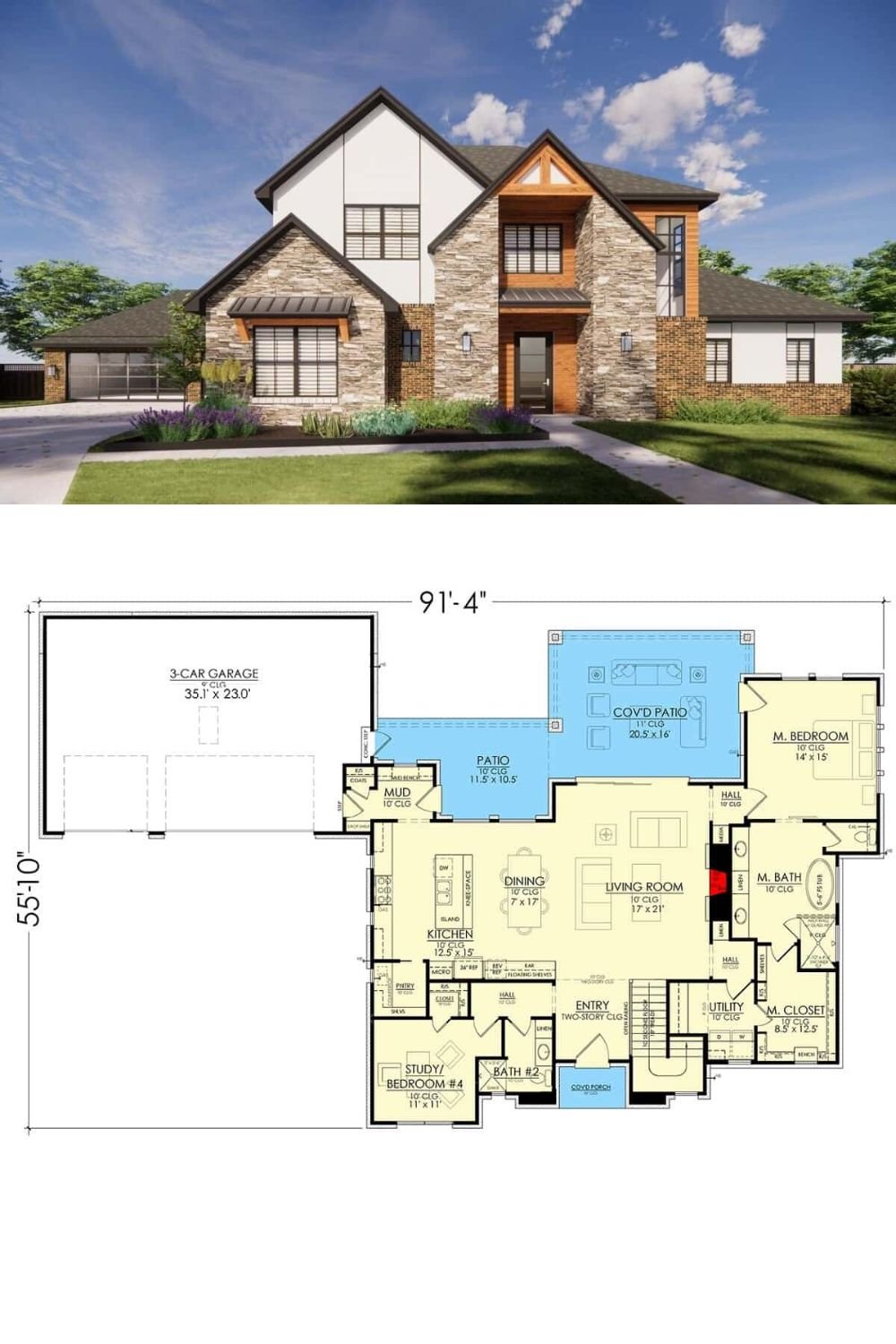 Two-Story Contemporary 4-Bedroom European Home with Open Living Space ...