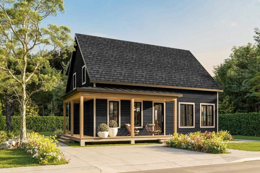 Two-Story Simple 5-Bedroom Farmhouse with Large Covered Porches and ...