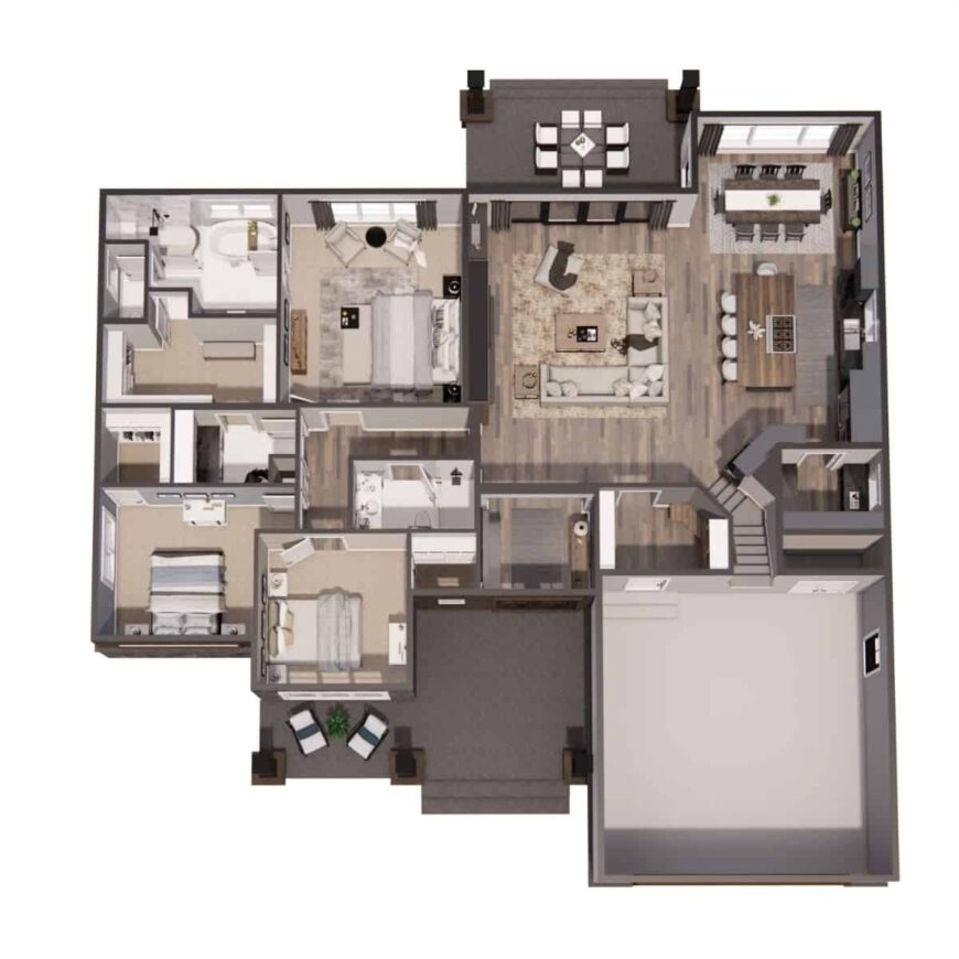 3-Bedroom Single-Story Waterbury Farmhouse with Open Living Space and ...