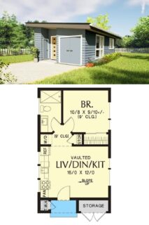 Contemporary Style 1-Bedroom Single-Story Minimalist's Dream Home with ...