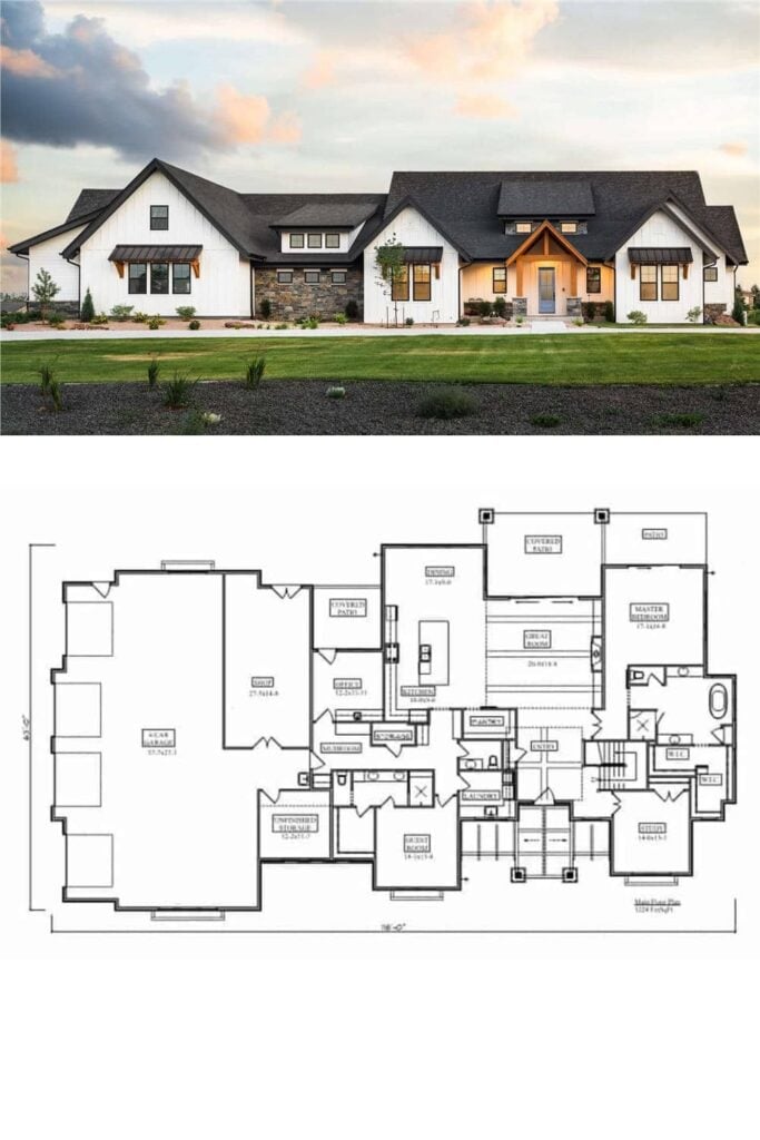 Transitional 2-Bedroom Single-Story Ranch with 4-Car Side-Entry Garage ...