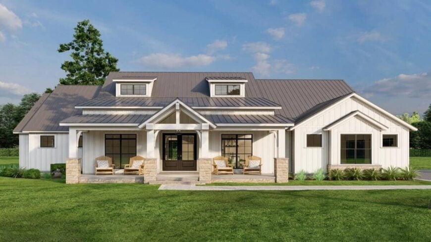 Modern 4-Bedroom Single-Story Farmhouse with Front Porch and Bonus Room ...