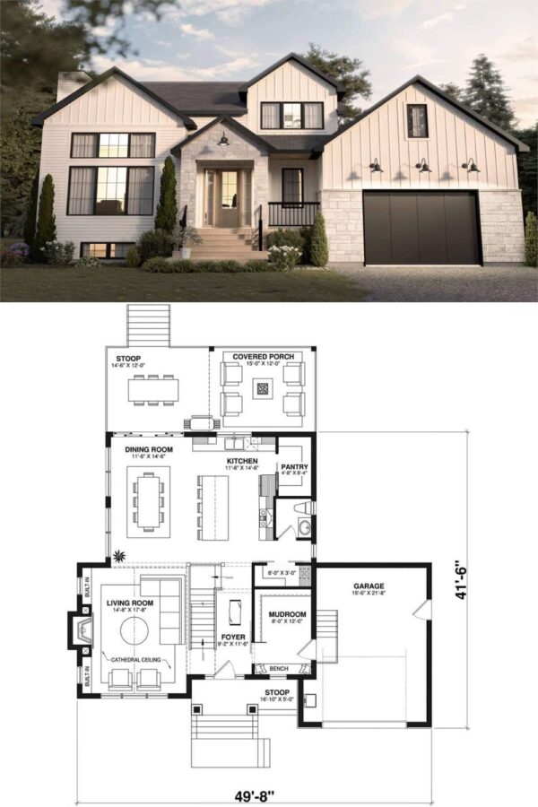 Courtney Two-Story 3-Bedroom Craftsman Home with Open Concept Design ...