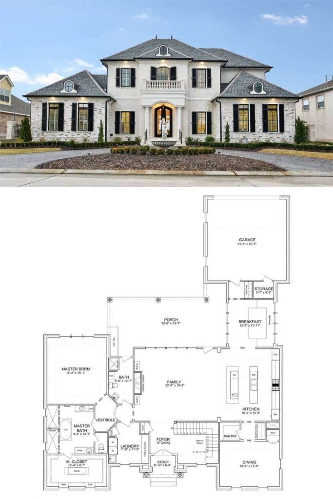 European Style Two-Story 4-Bedroom Jolie II Luxury Home with Rear ...