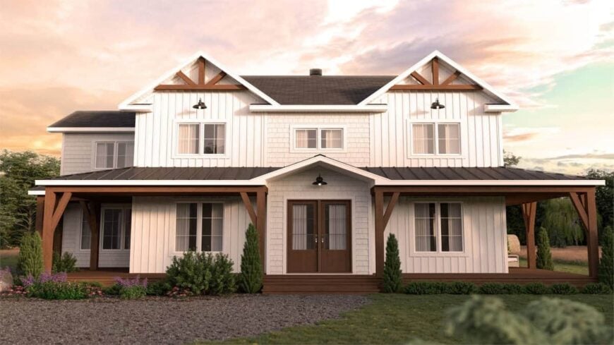 Modern Prairie Style 6-Bedroom Single-Story Home with Wet Bar and Open ...