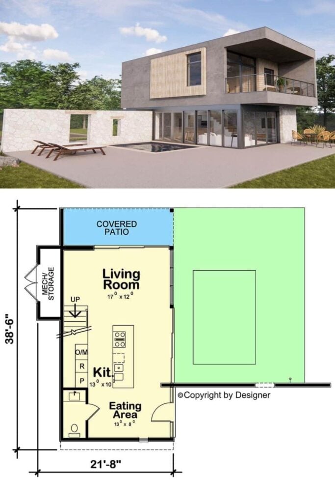 Modern 1-Bedroom Two-Story Guest House with Covered Patios and Open ...