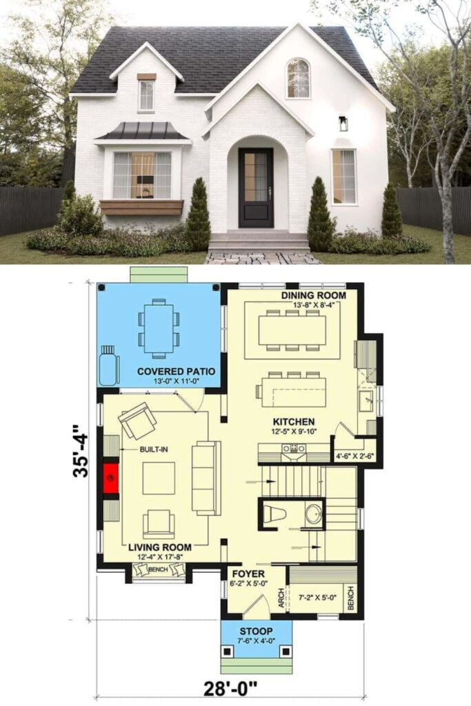 Storybook 4-Bedroom Two-Story Cottage with Covered Patio and Wet Bar in ...