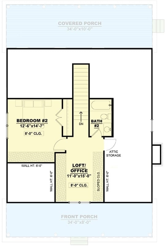 Country Style 2-Bedroom Two-Story Home with Loft and 8- and 10-Foot ...