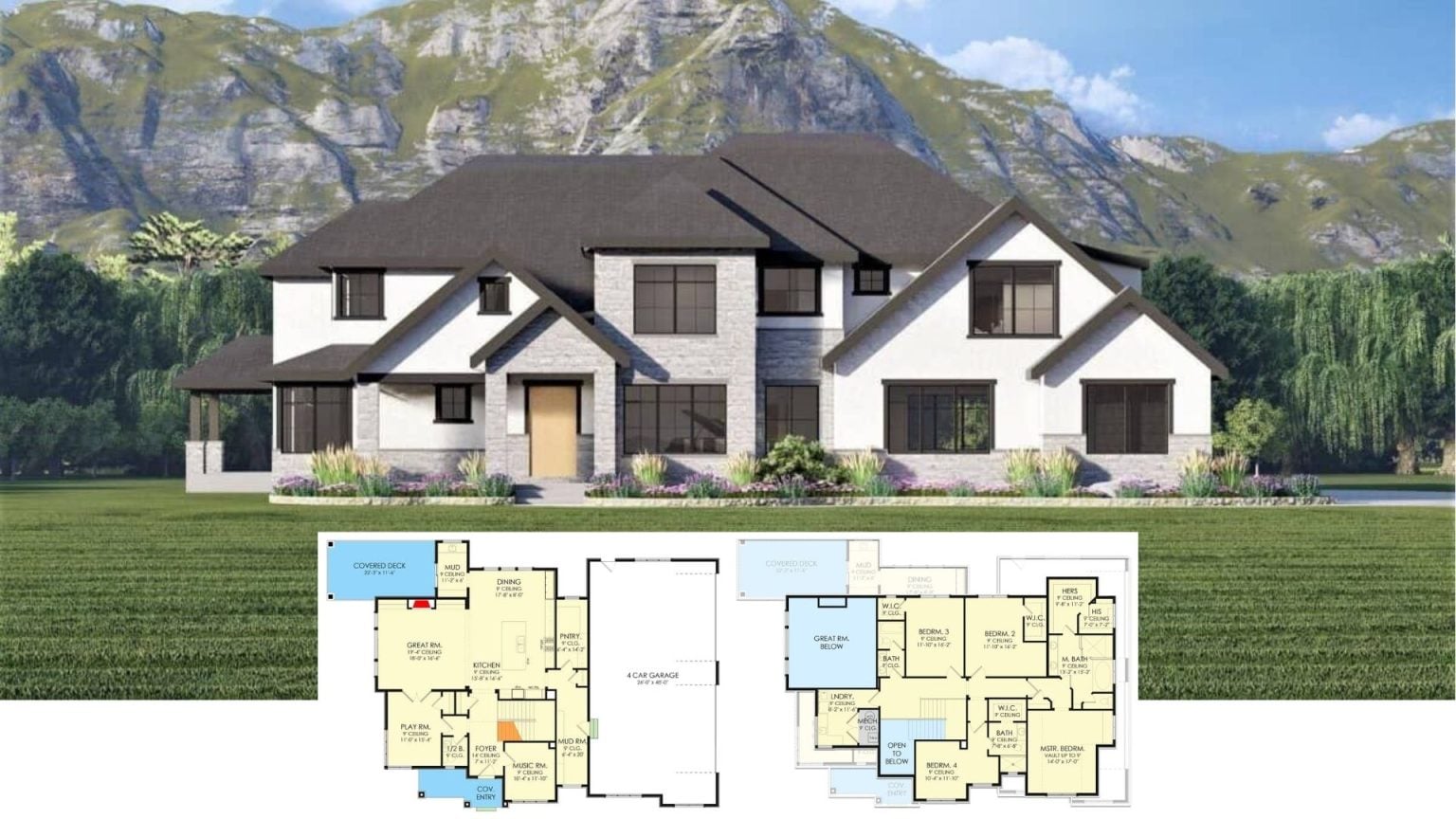 Single-Story 4-Bedroom Luxurious Mediterranean Home (Floor Plan)