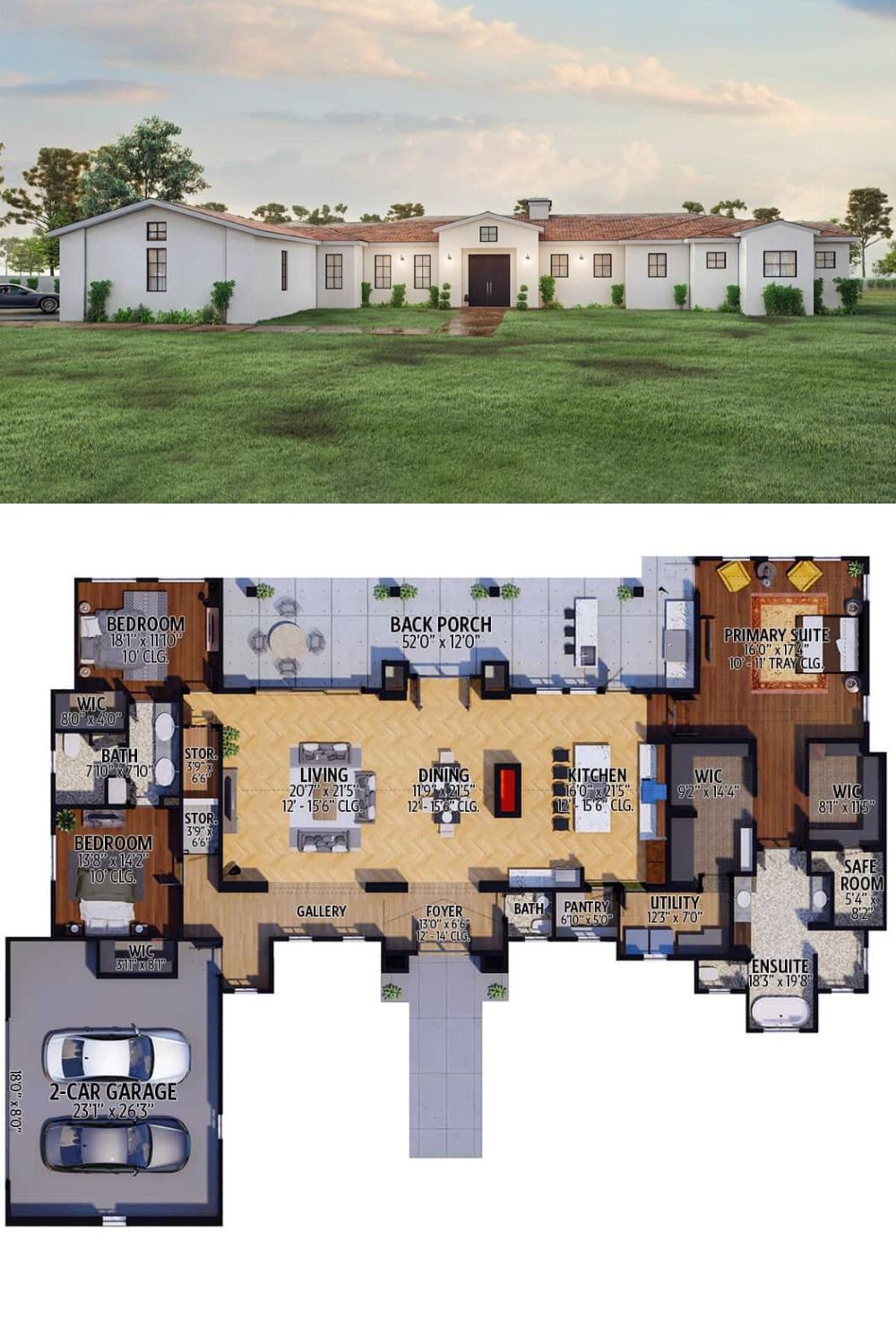 Spanish Style Single-Story 3-Bedroom Contemporary Ranch with Open ...