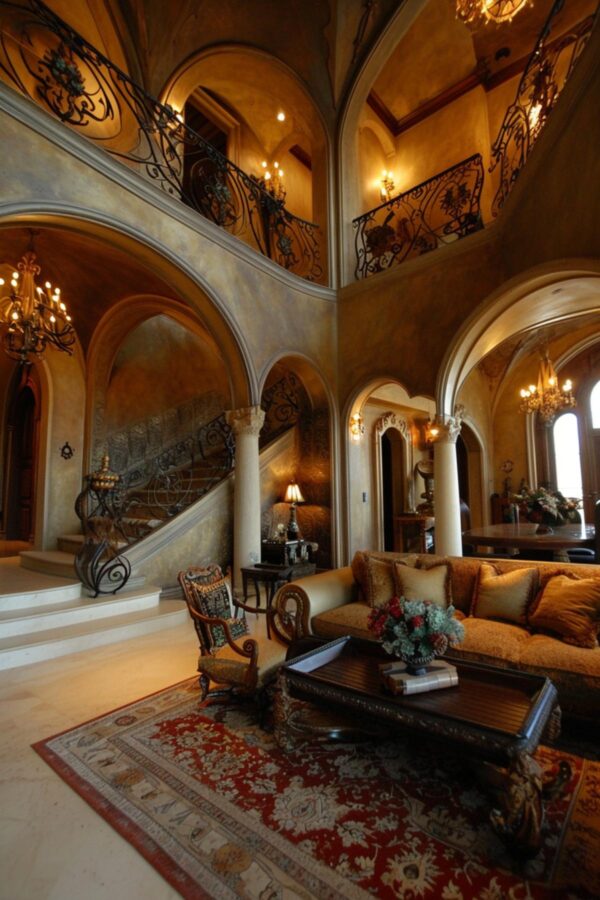 Stairway to Elegance: Exploring 40 Grand Living Rooms with Majestic ...