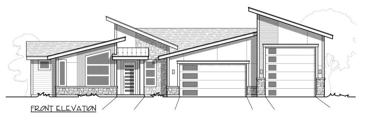6-Bedroom Contemporary Single-Story Rancher for a Sloped Lot with RV ...