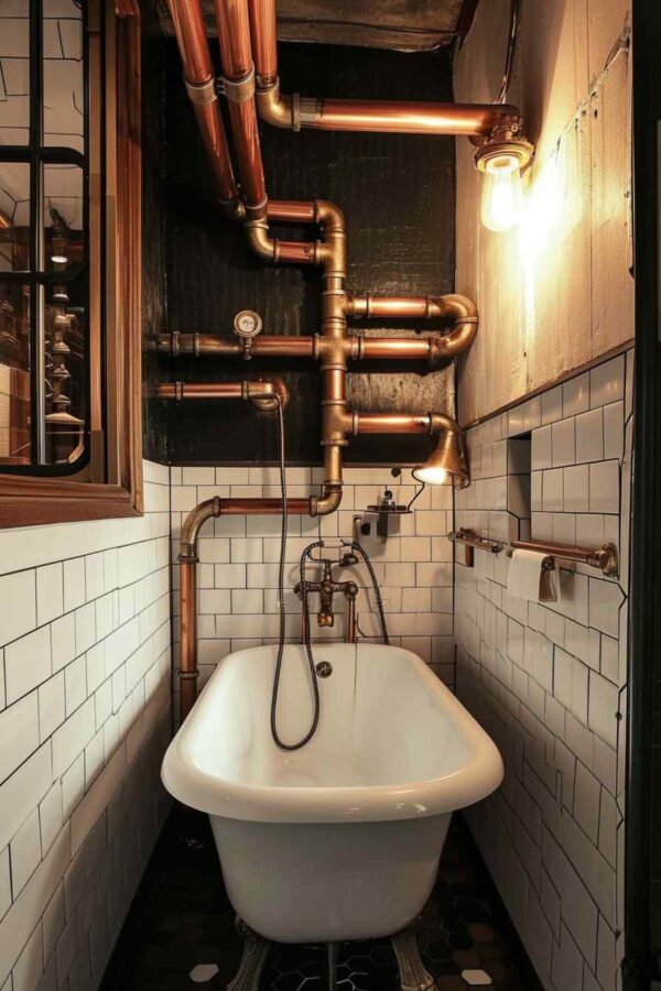 39 Steampunk-Industrial Bathrooms Conjure Up Victorian Visions and Pipe ...