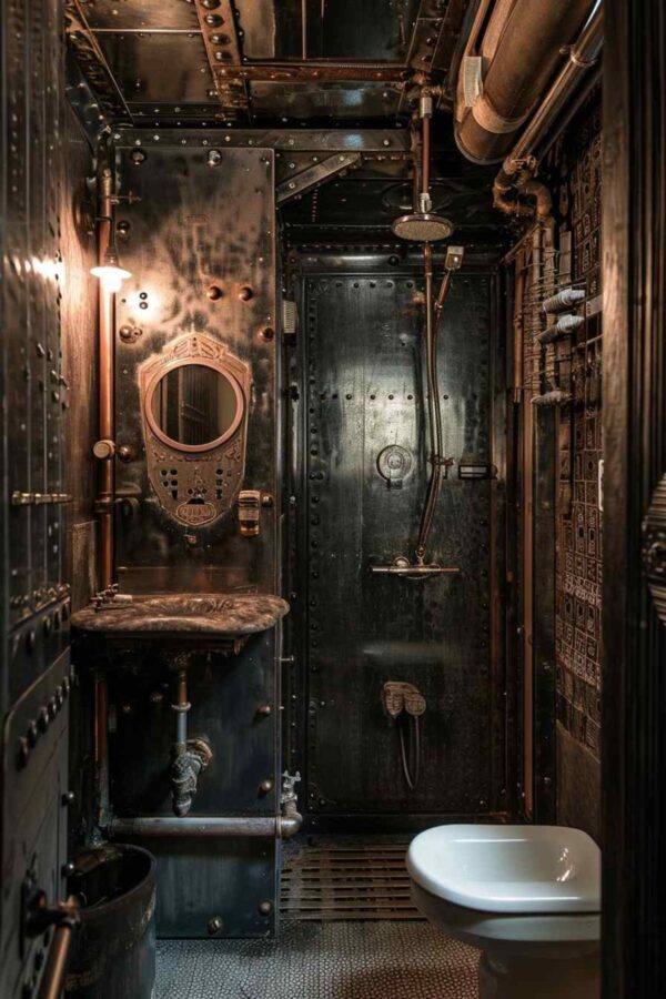 39 Steampunk-Industrial Bathrooms Conjure Up Victorian Visions and Pipe ...